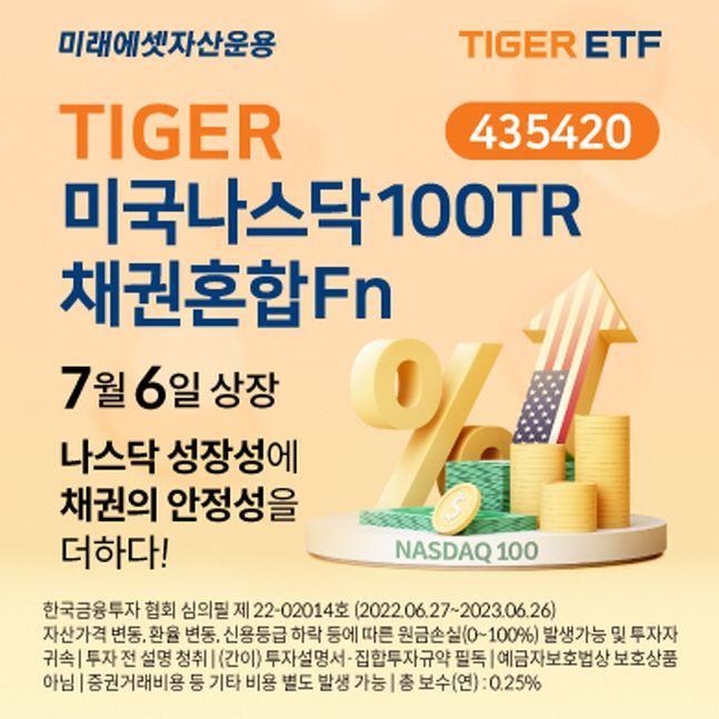 미래에셋, TIGER 미국나스닥100TR채권혼합Fn ETF 거래이벤트 진행